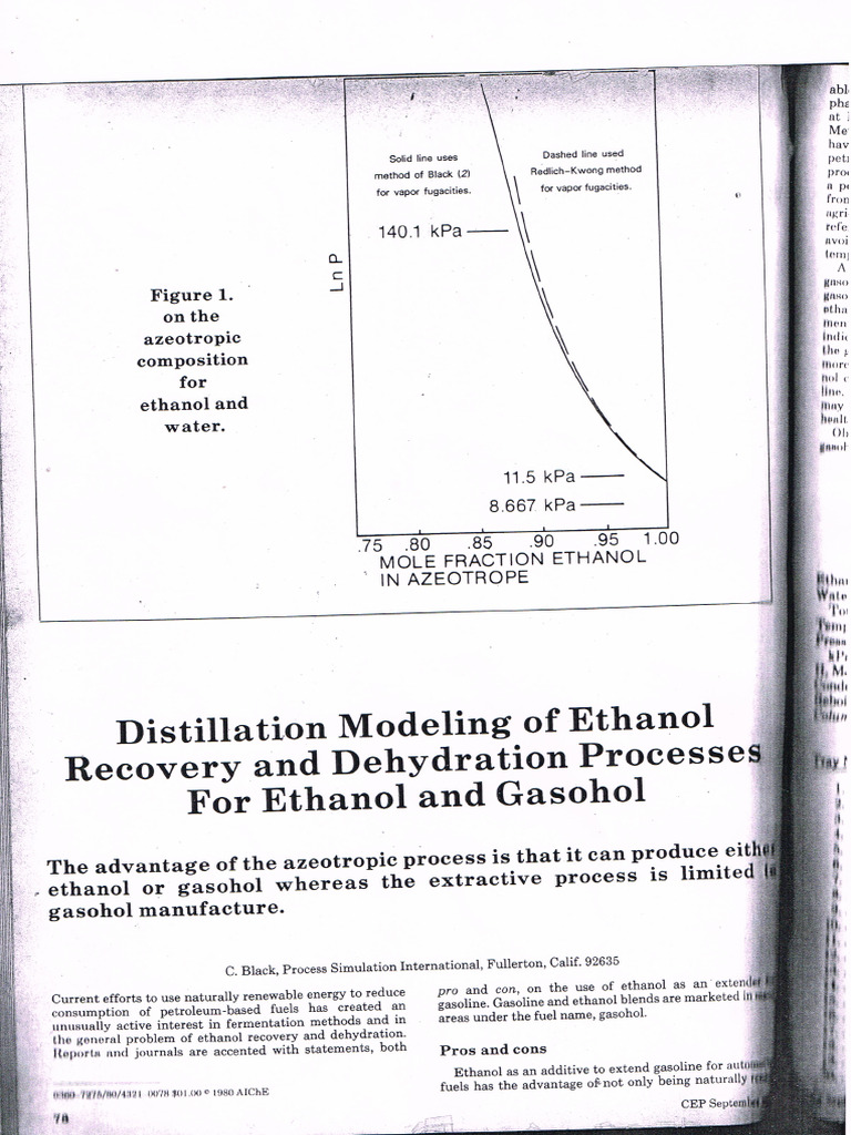 Distillation Modeling of Ethanol Recovery and Dehydration Processes For Ethanol and Gasohol | PDF