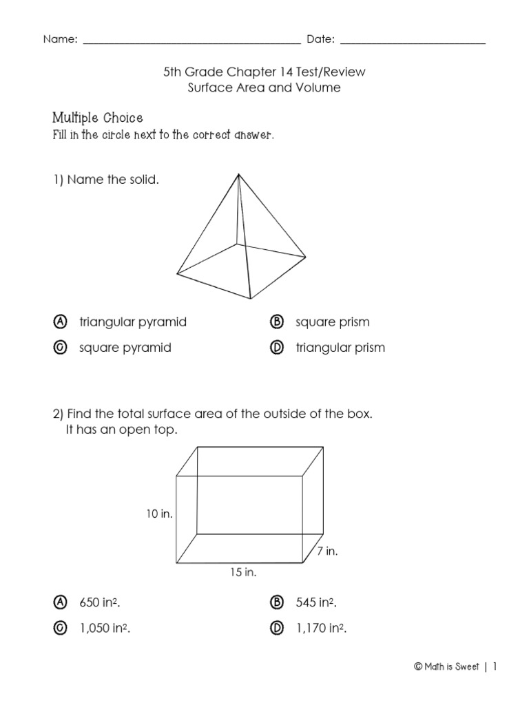 A B C D: Multiple Choice | PDF | Volume | Area
