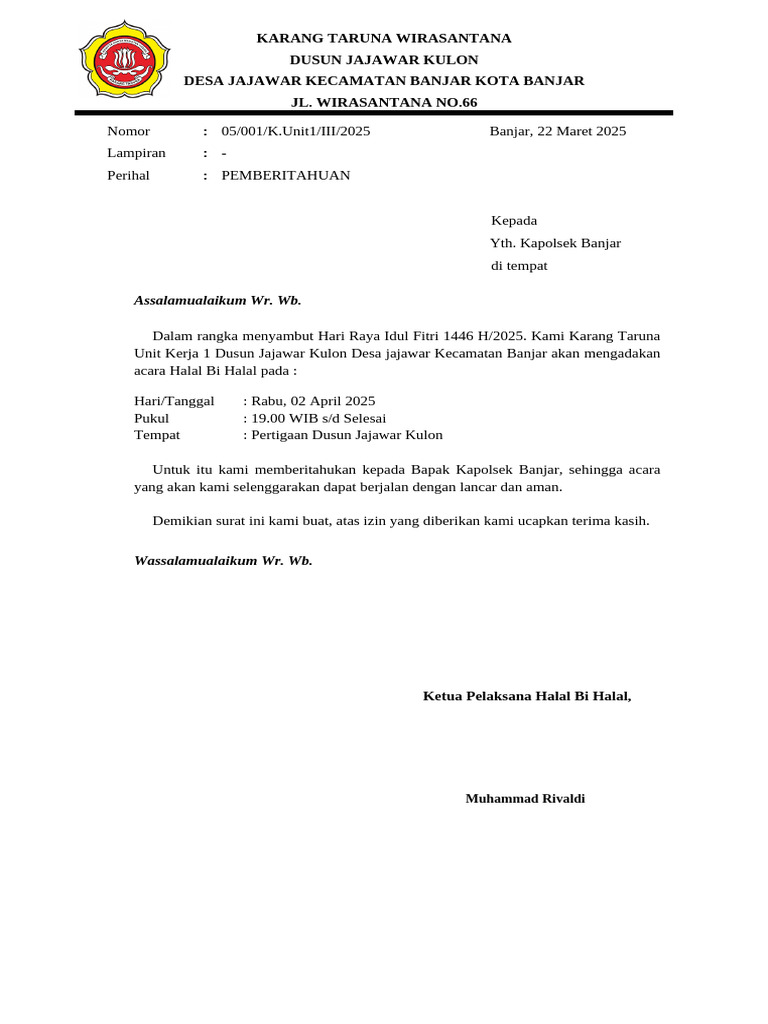 PEMBERITAHUAN KAPOLSEK | PDF