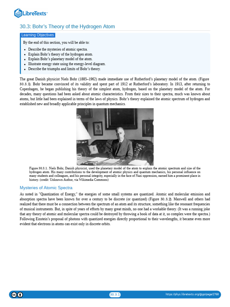 Bohrs Theory of The Hydrogen Atom | PDF | Emission Spectrum | Energy Level