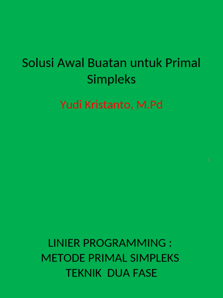 Metode Dua Fase dalam Simpleks | PDF