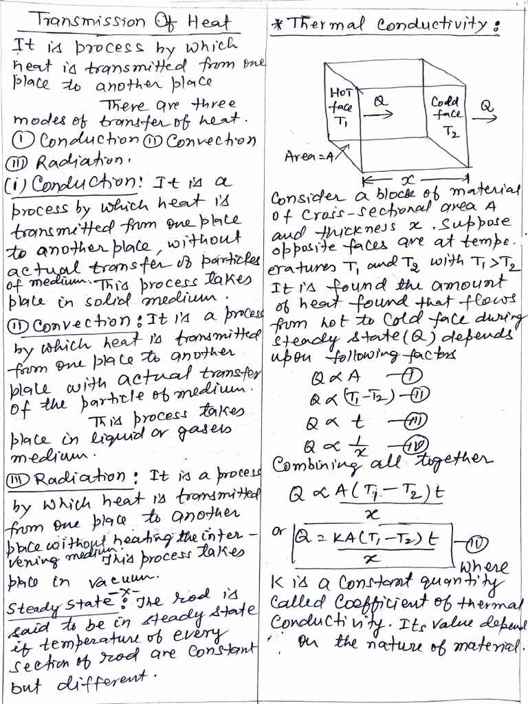 Thermal Conductivity of Heat CLASS 11th | PDF | Physical Phenomena ...