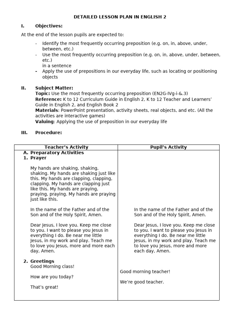 Ericka Detailed Lesson Plan | PDF | Classroom | Lesson Plan