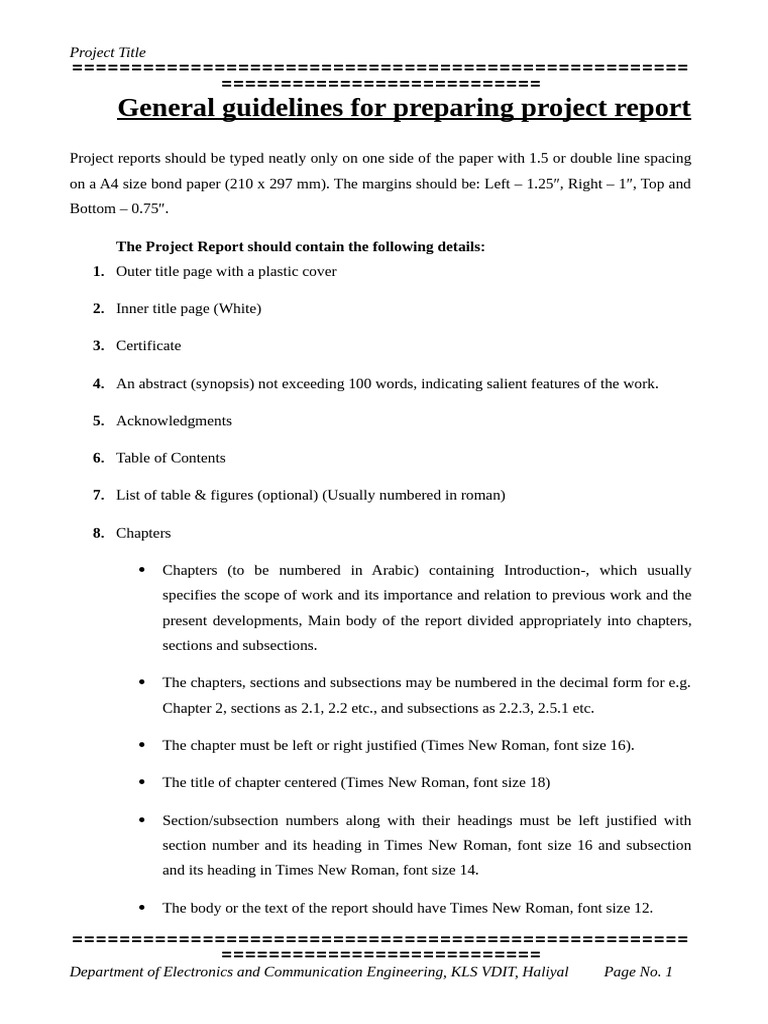 General guidelines for preparing project report | PDF | Computing ...