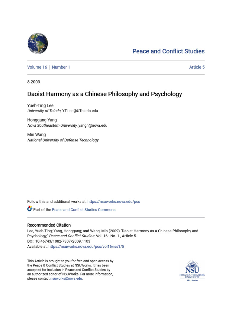 Daoist Harmony as a Chinese Philosophy and Psychology | PDF | Tao Te ...