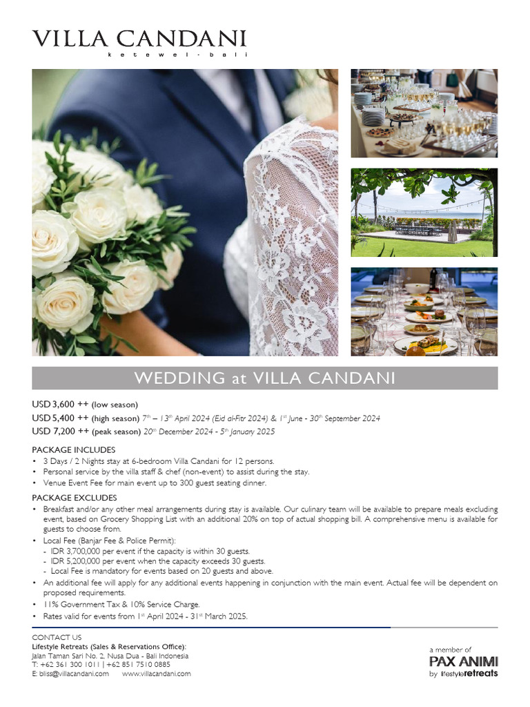 2024-25 VILLA CANDANI - WEDDING PACKAGE | PDF