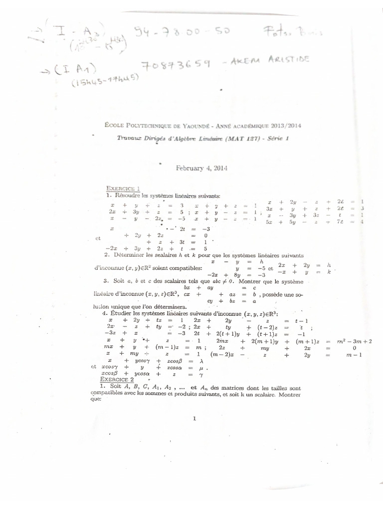 TD Algèbre Linéaire | PDF