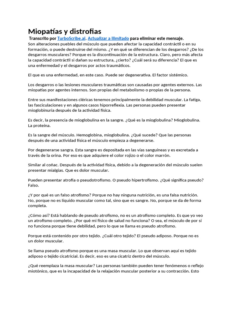Miopatías y Distrofias Musculares: Causas y Síntomas | PDF ...