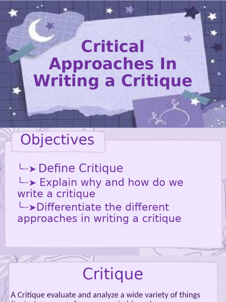 Critical Approaches in Writing a Critique | PDF | Critique | Argument