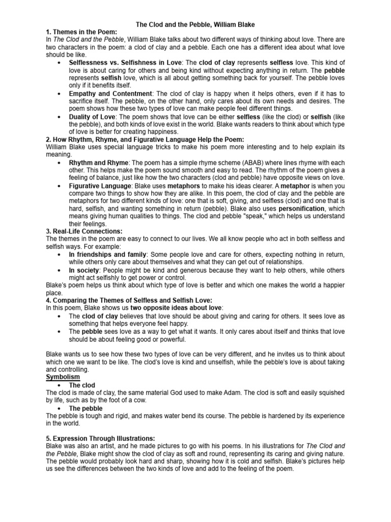 The Clod and the pebble | PDF | Love | Poetry