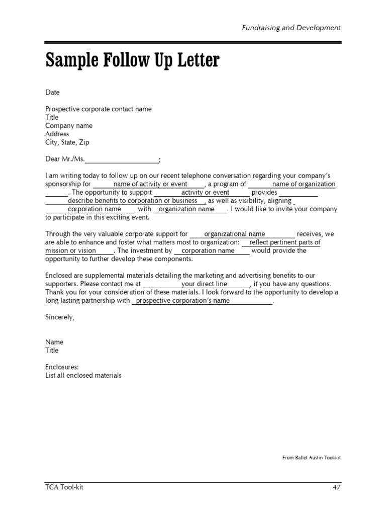 Sample Follow Up Letter | PDF
