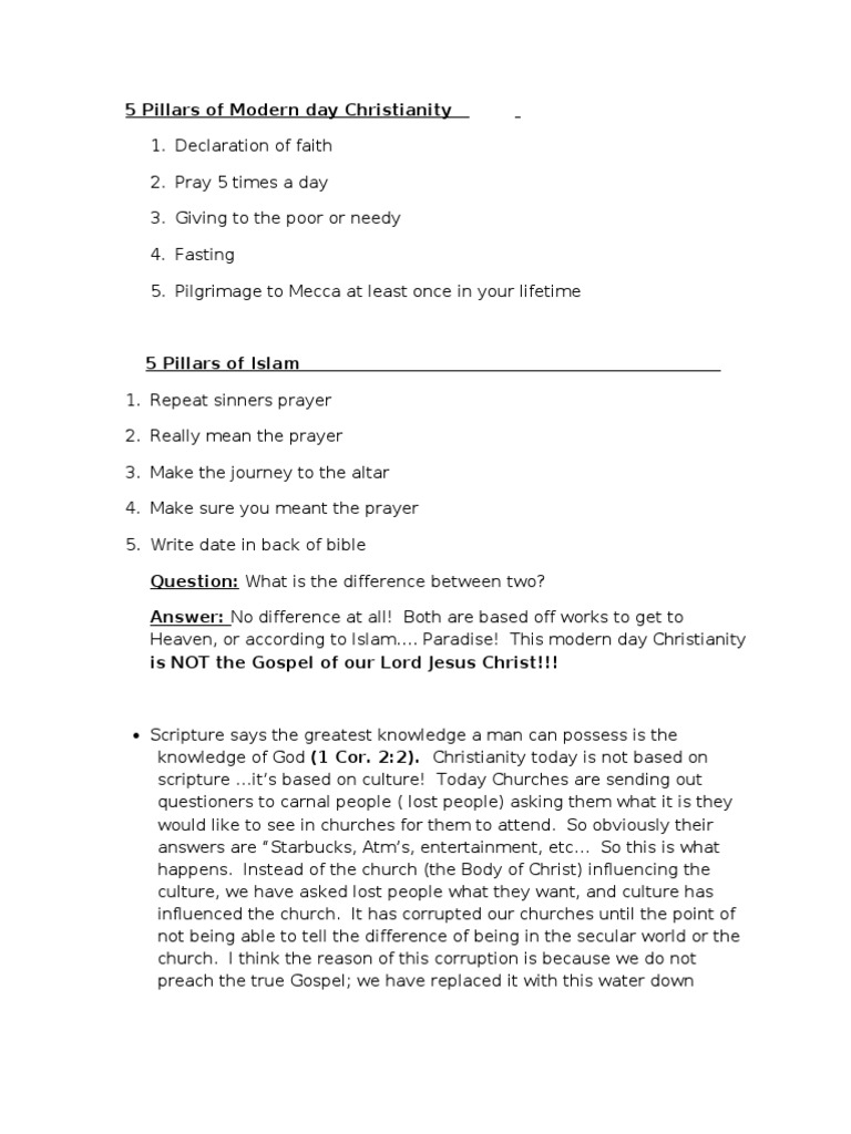 5 Pillars of Modern Day Christianity | PDF | Grace In Christianity | Jesus
