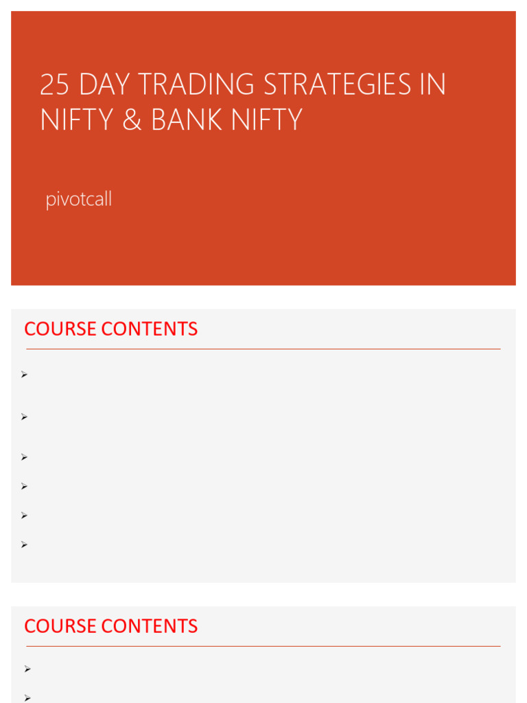 25 Day Trading Strategies in Nifty - Bank Nifty | PDF | Order (Exchange) | Auction