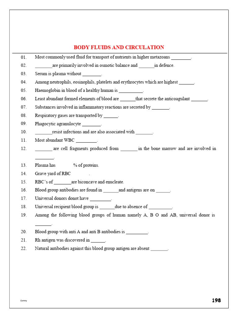 Body Fluids and Circulation Overview | PDF | Heart | Kidney
