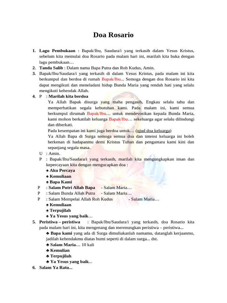 Panduan Doa Rosario Lengkap | PDF