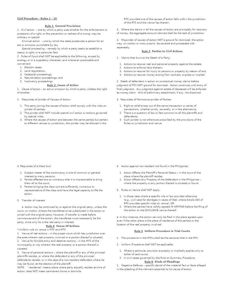 Civil Procedure Rules Overview | PDF | Default Judgment | Pleading