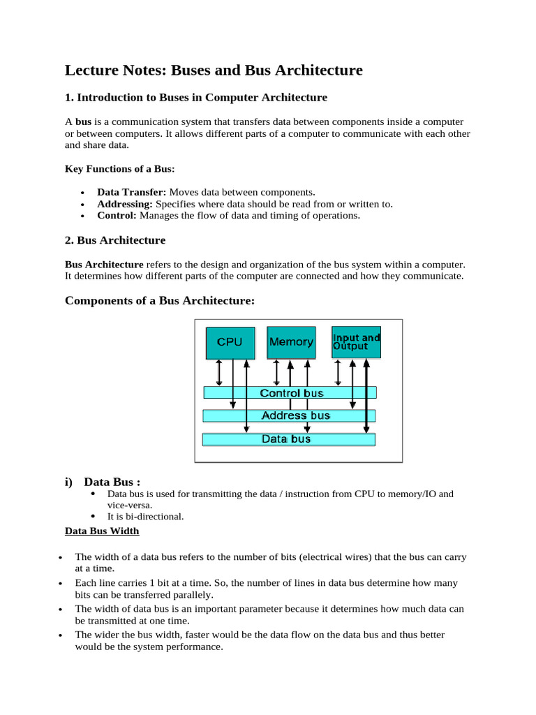Overview of Computer Bus Architecture | PDF | Computer Data Storage | Usb