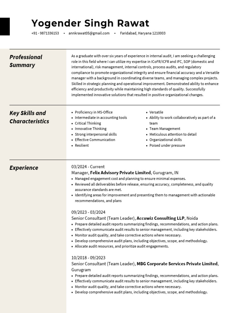 Yogender Singh Rawat: Professional | PDF | Audit | Internal Audit