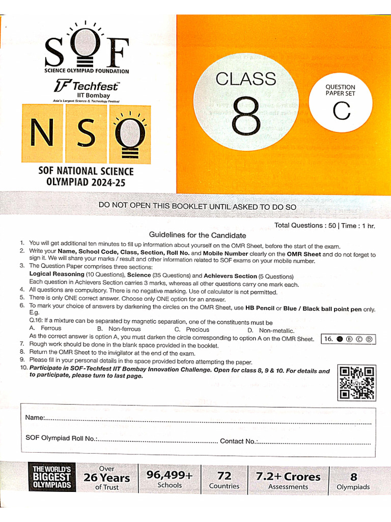 NSO SOF CLASS 8th | PDF