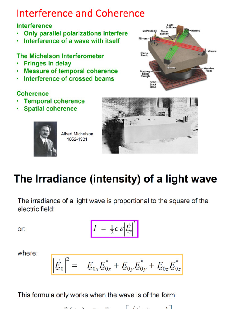 Unit01 Interference Coherence Lecture Set 01 | PDF | Coherence (Physics) | Spectral Density