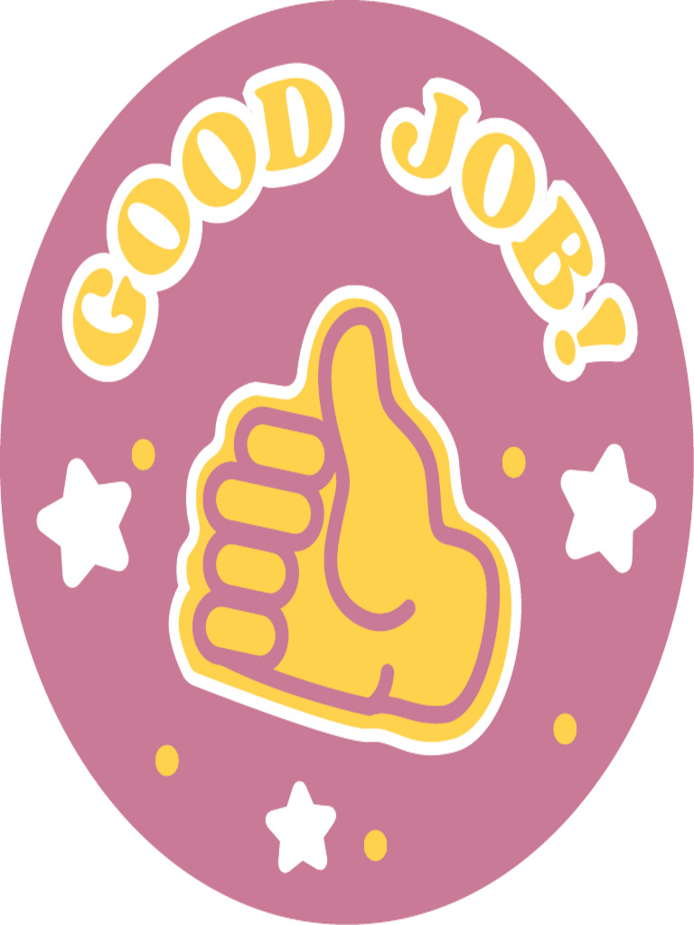 Pink Yellow Simple Cute Good Job Sticker | PDF
