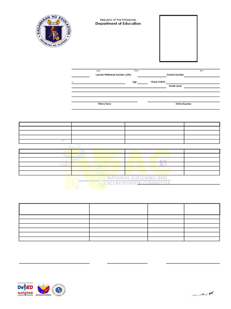Athlete Record Form for Palarong Pambansa | PDF