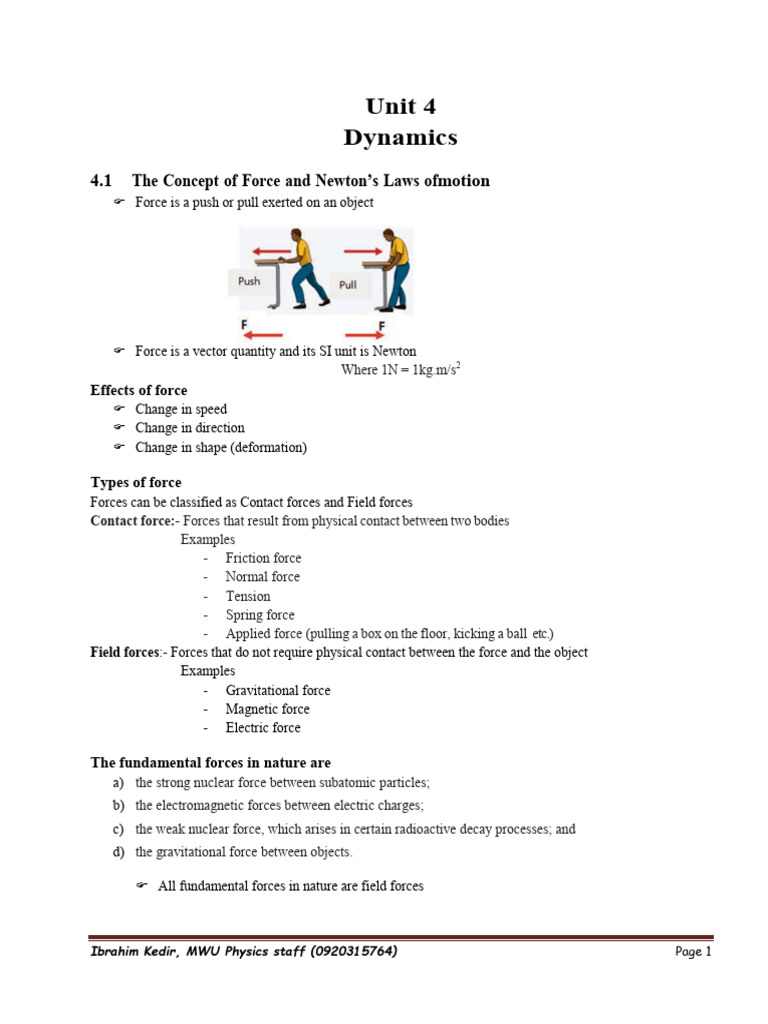 UNIT 4 Dynamics Final (New Curriculum) (1) | PDF | Force | Weight