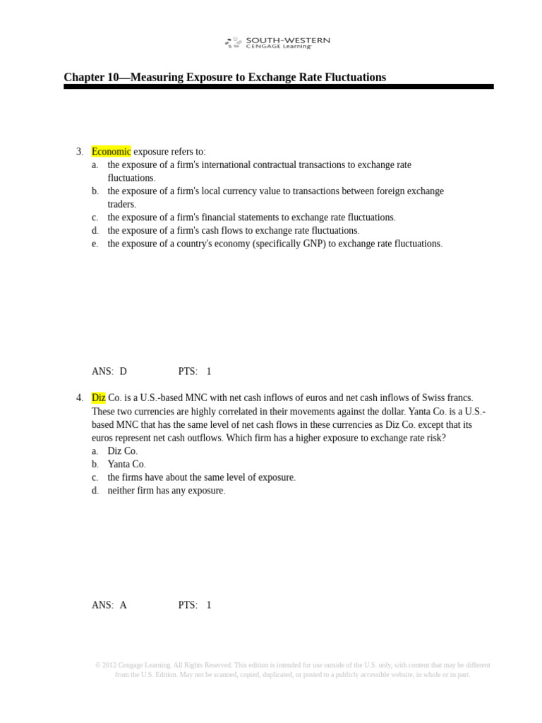 IFM11e - TB - ch10 Measure Exposure Solution FINAL | PDF | Exchange Rate | Euro