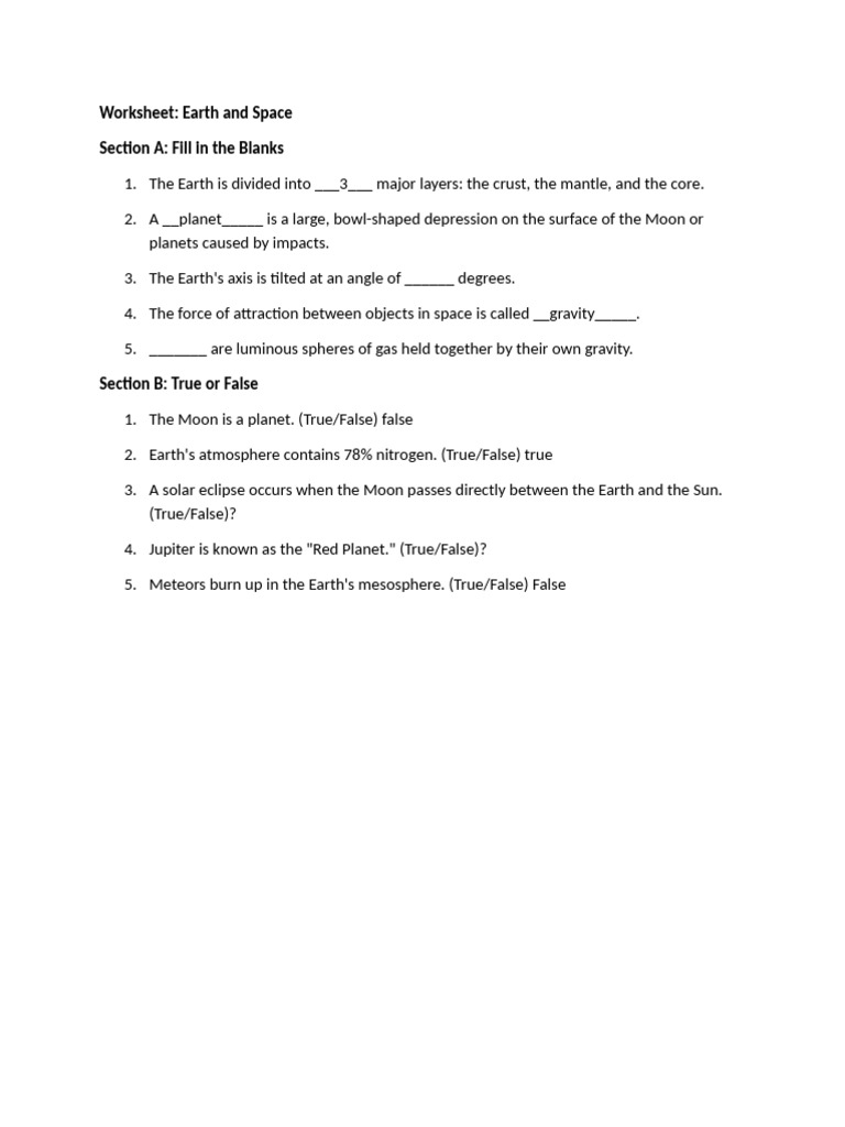 Earth and Space | PDF