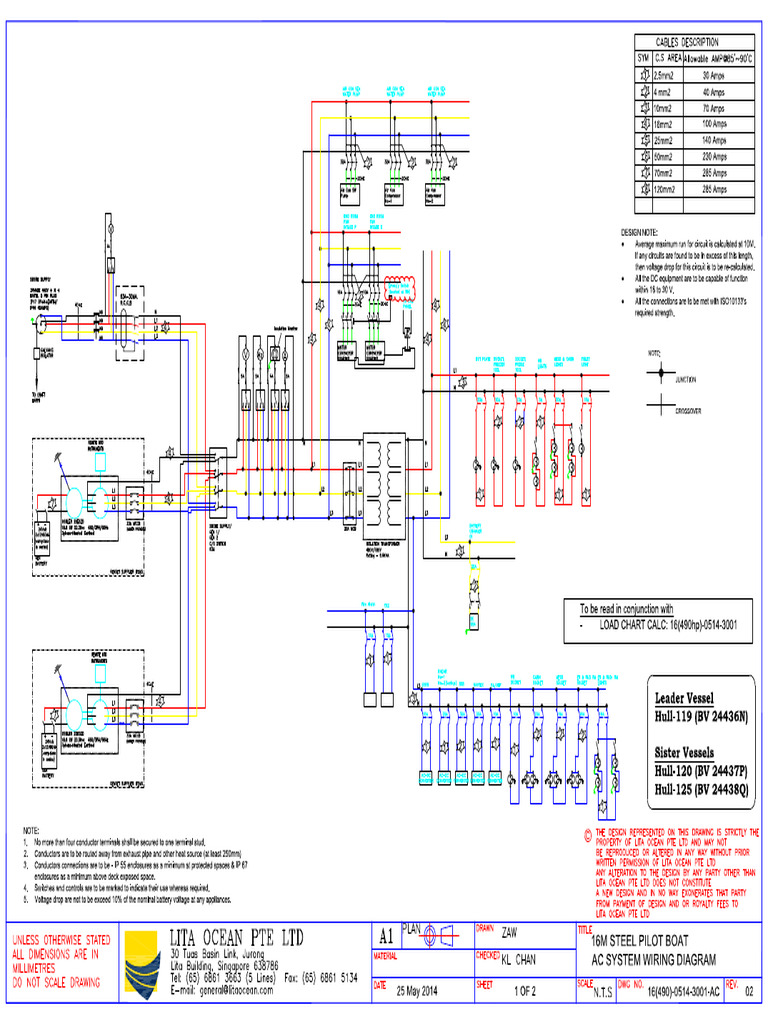 16m Pilot Boat - Electrical Drawing AC Schematic Rev-02 | PDF