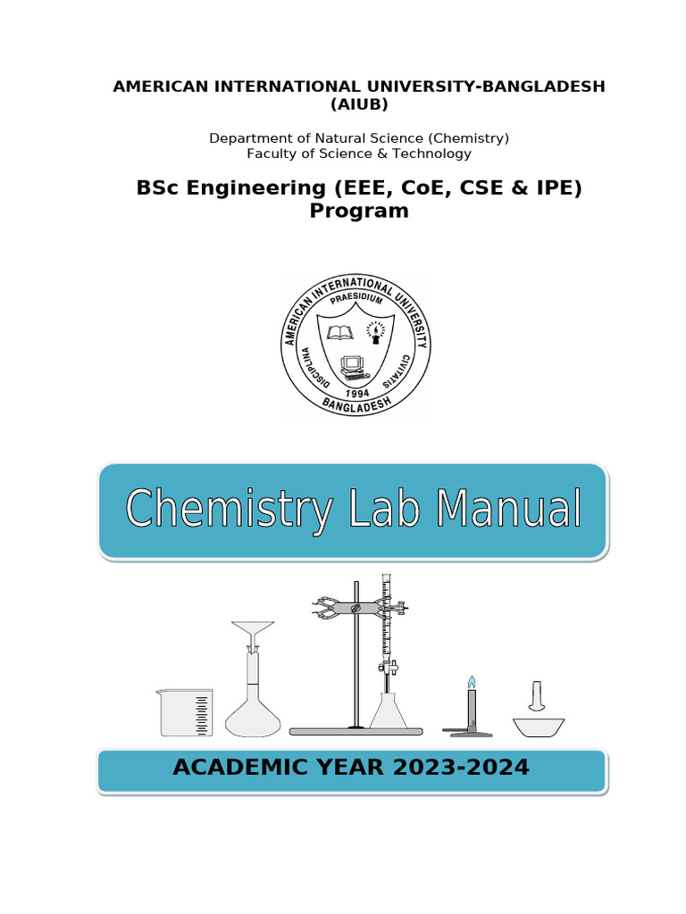 Chemistry Lab Manual - Sep, 2024 | PDF | Titration | Chemistry