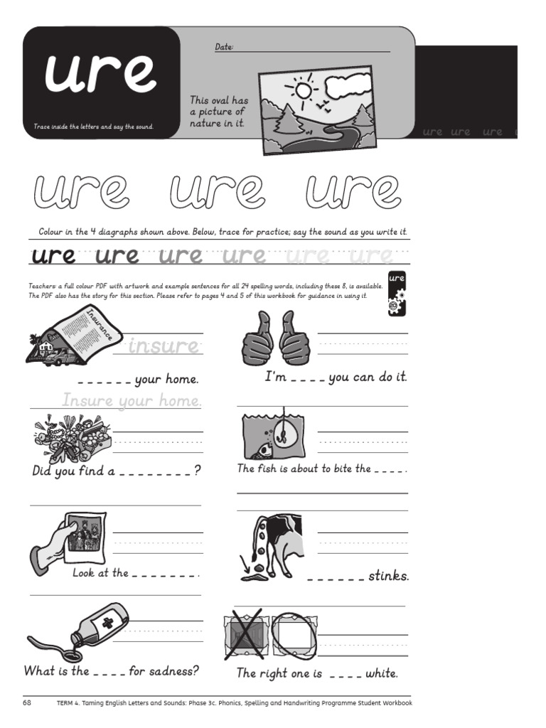 Phonics Workbook: Mastering "ure" Sounds | PDF | Phonics