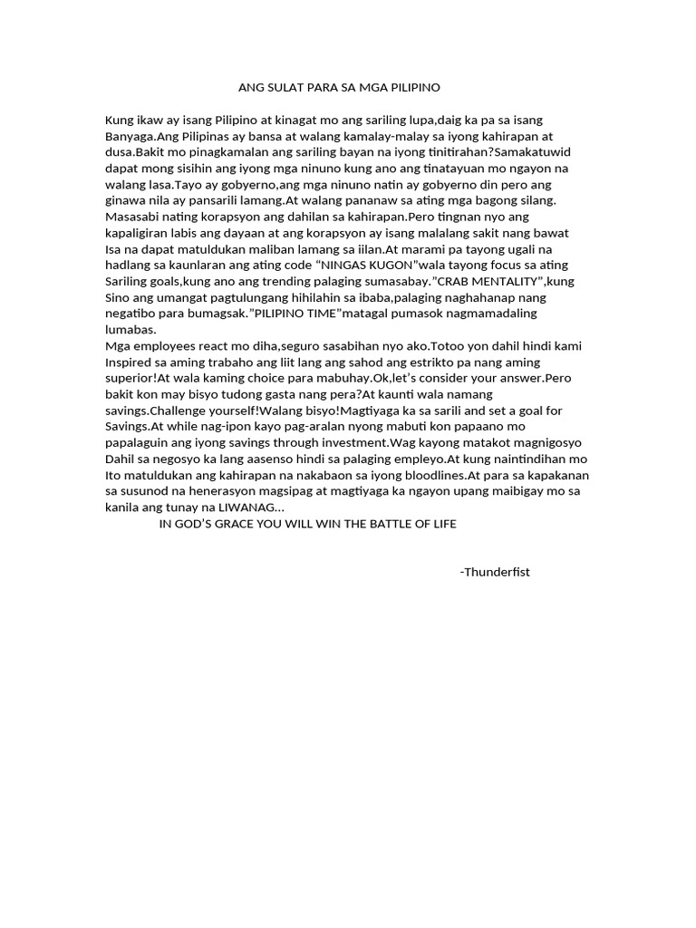 sulat sa mga pilipino | PDF