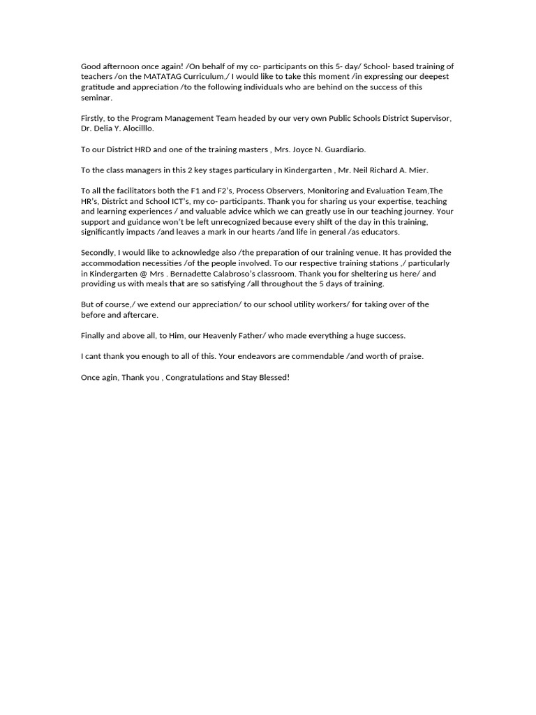 acknowledgement speech | PDF