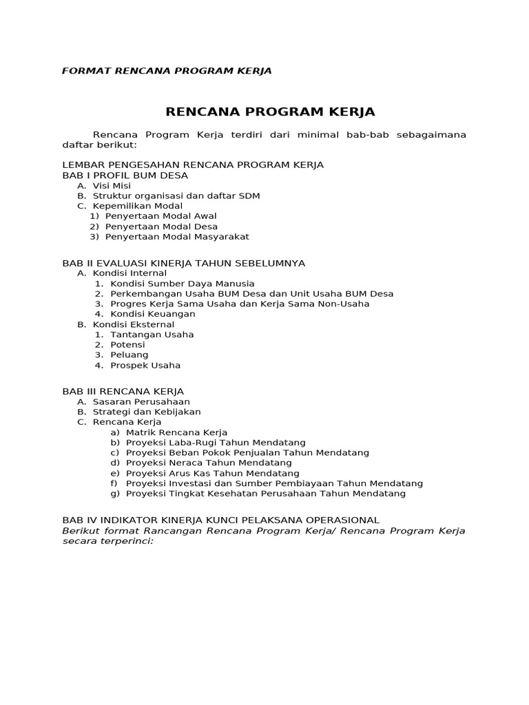 Format Rencana Program Kerja & Analisis Keuangan Bumdesa | PDF