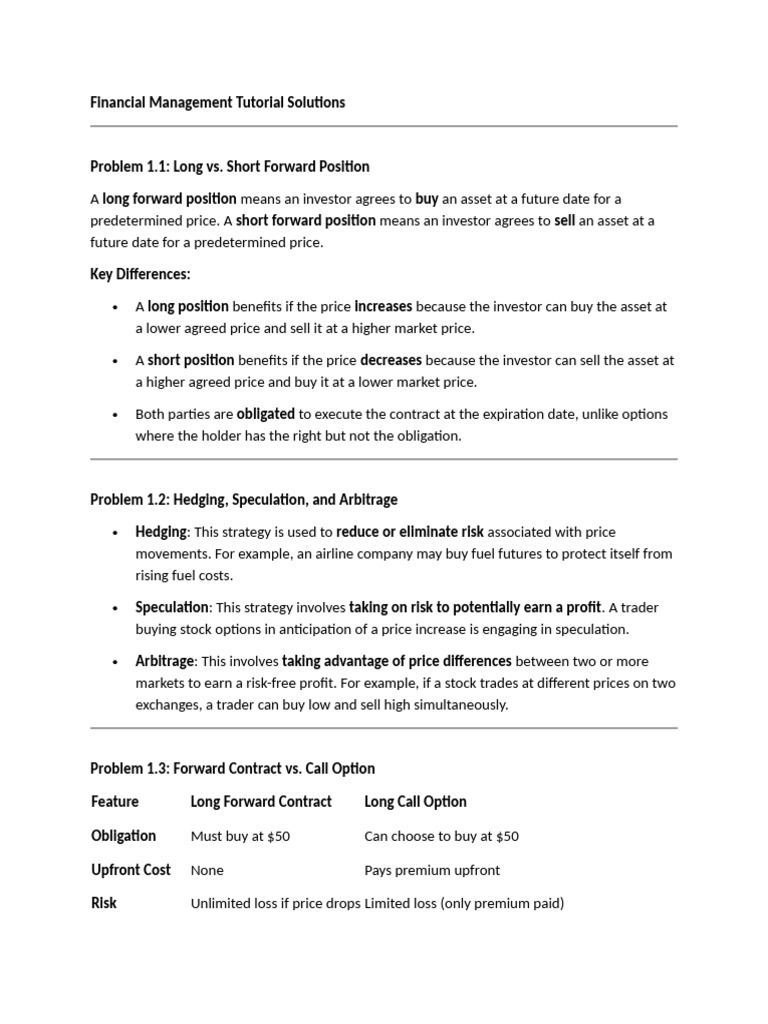Understanding Forward Contracts and Options | PDF | Option (Finance ...