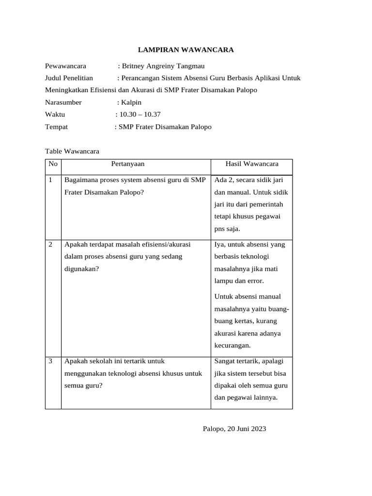 LAMPIRAN WAWANCARA | PDF