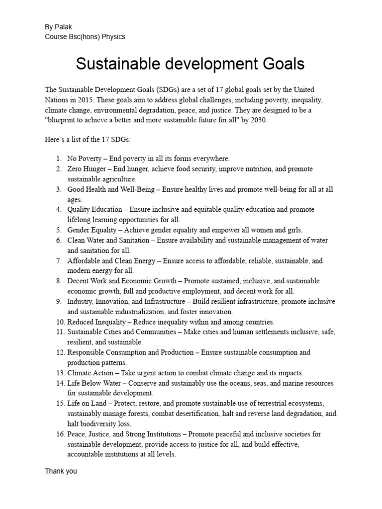 Overview of Sustainable Development Goals | PDF | Sustainability ...