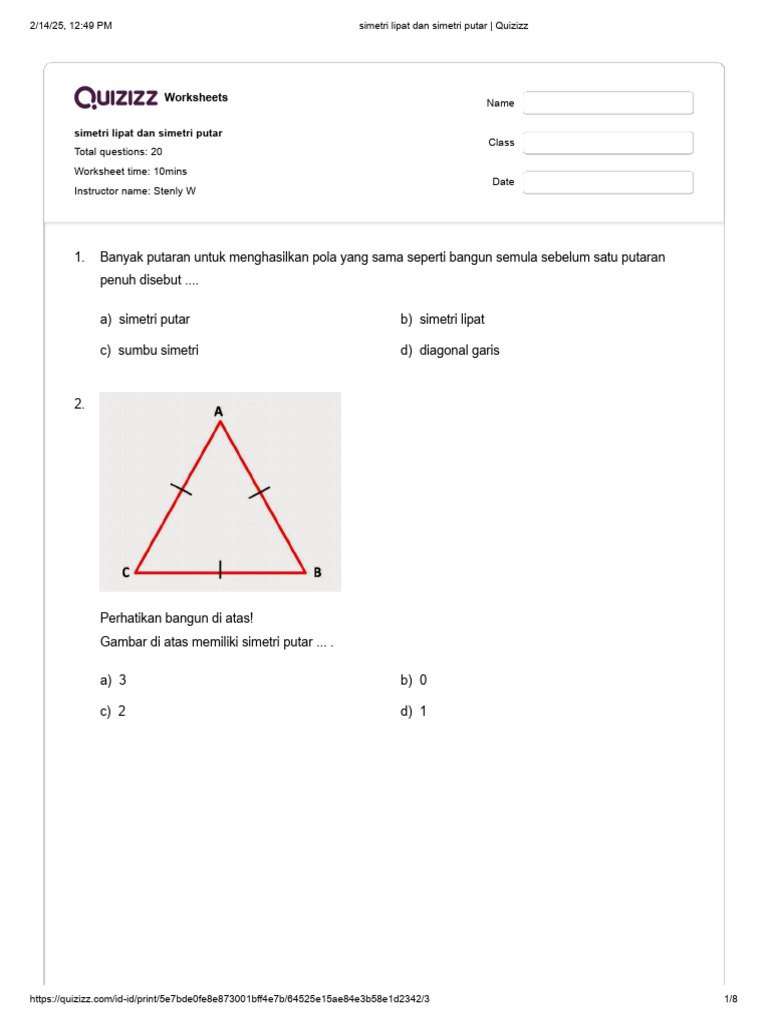 Simetri Lipat dan Putar Kelas 3 | PDF