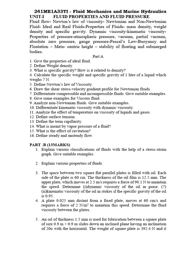 Unit I Part A and Part B | PDF