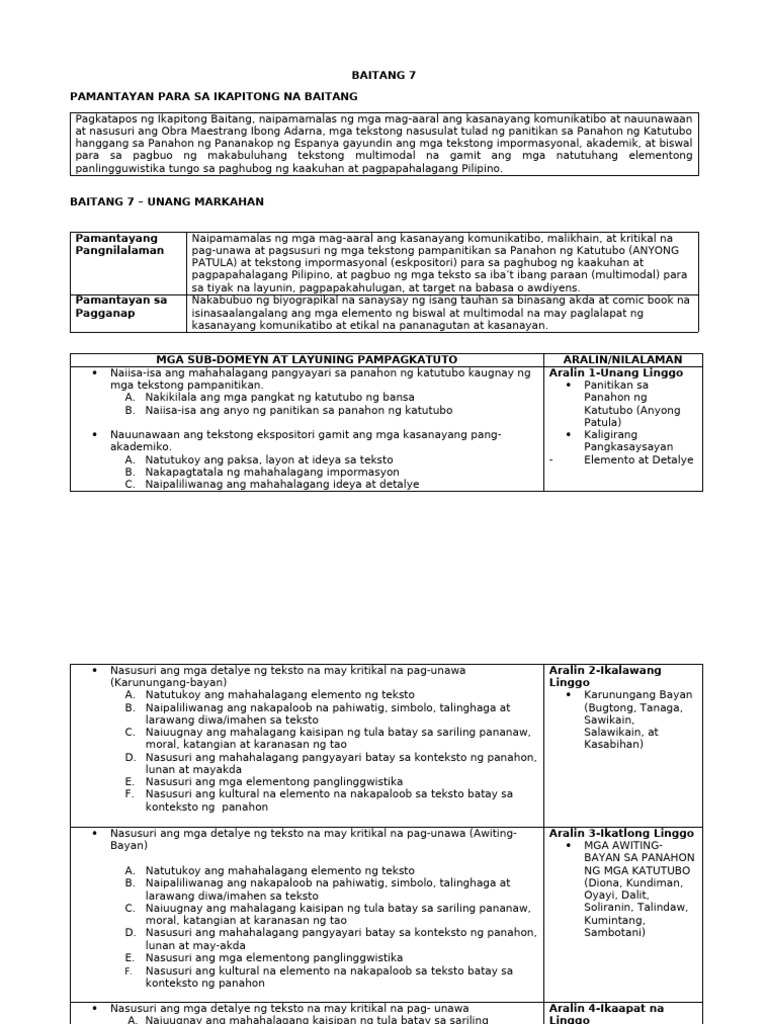 Filipino 7 Matatag Bow | PDF