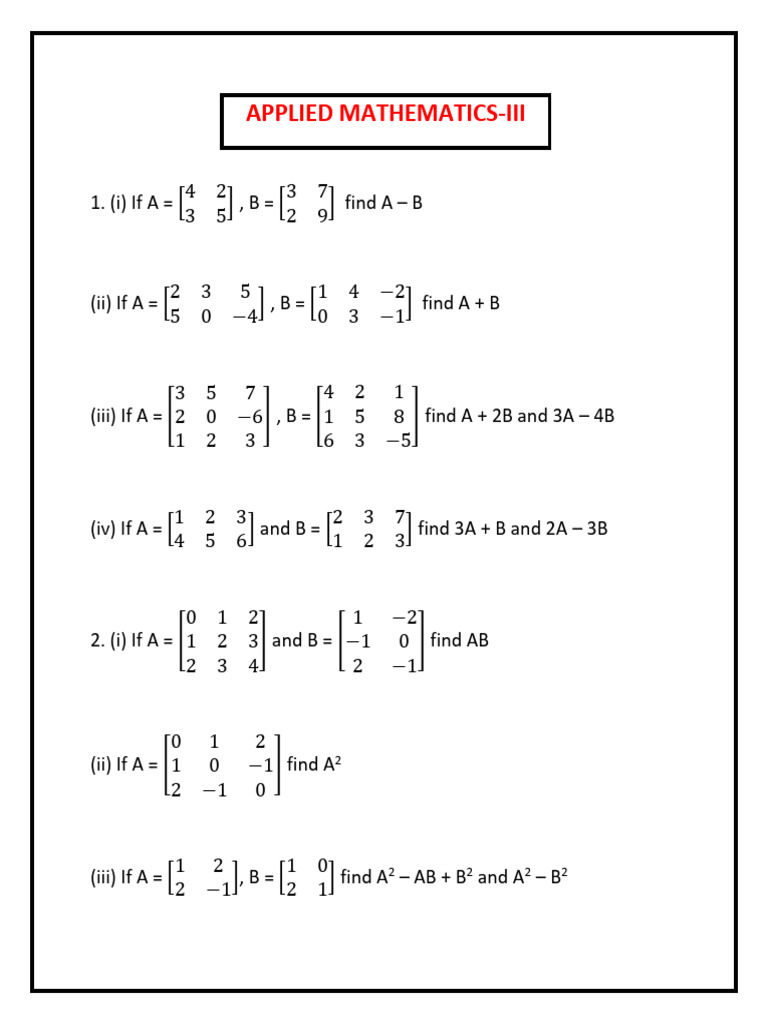 Applied Mathematics 3rd Important Questions | PDF