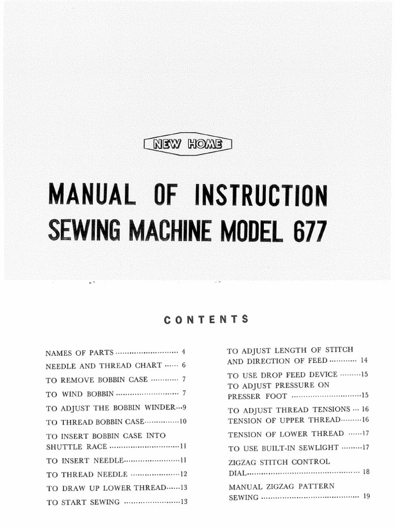 New Home 677 Sewing Machine Instruction Manual | PDF