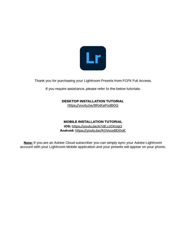 1._Lightroom_XMP_Preset_Installation_Tutorials | PDF
