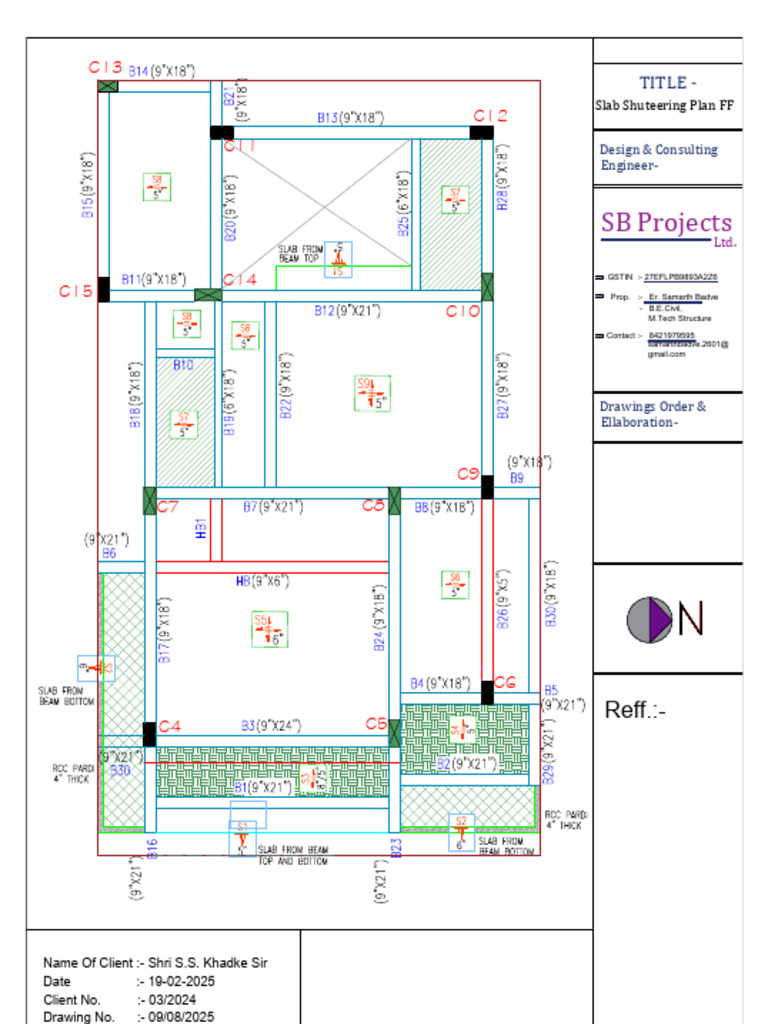 Slab Shuttering Plan for Client S.S. Khadke | PDF