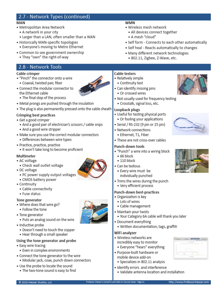 CompTIA A+ 220-1001 Core 1 Course Notes by Professor Messers - 028-030 ...