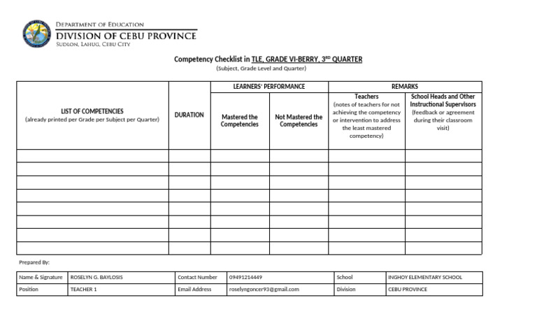 Competency-Checklist-Lesson-Plan-Attachment (1) | PDF