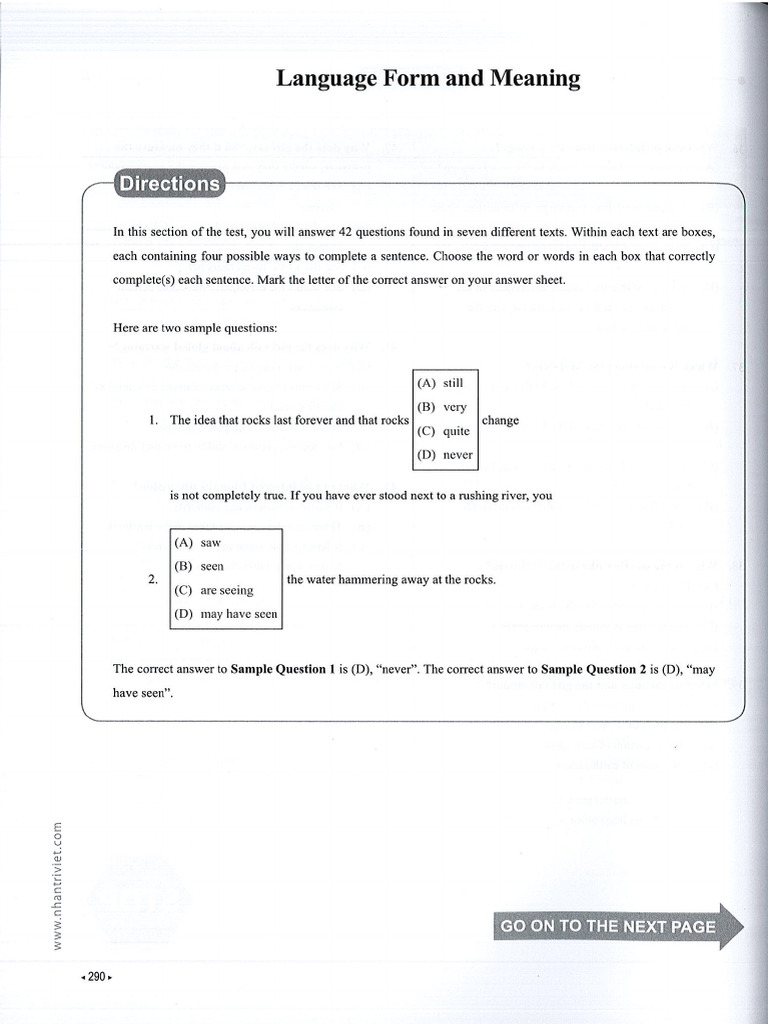 Toefl Junior Language Form, Meaning - practice test 8 | PDF