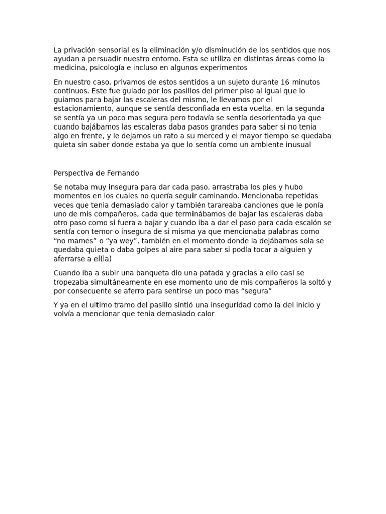 Efectos de la Privación Sensorial en la Seguridad | PDF