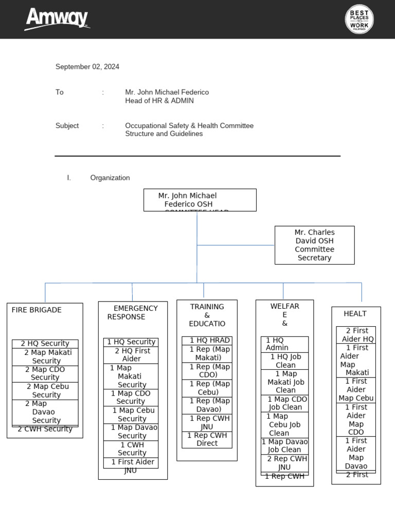 OSH Committee Guidelines (Implementation Structure) | PDF ...